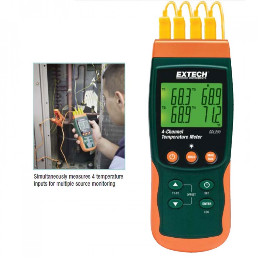 4-канальный термометр Extech SDL200 с функцией регистрации купить по ...